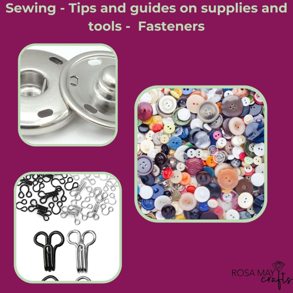 Fasteners for sewing and craft projects - Rosa May Crafts